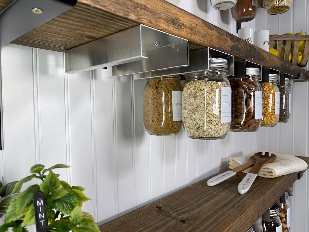 Mason Jar Hanger: Kitchen Pantry Storage Rack (2 Pack) - Etsy