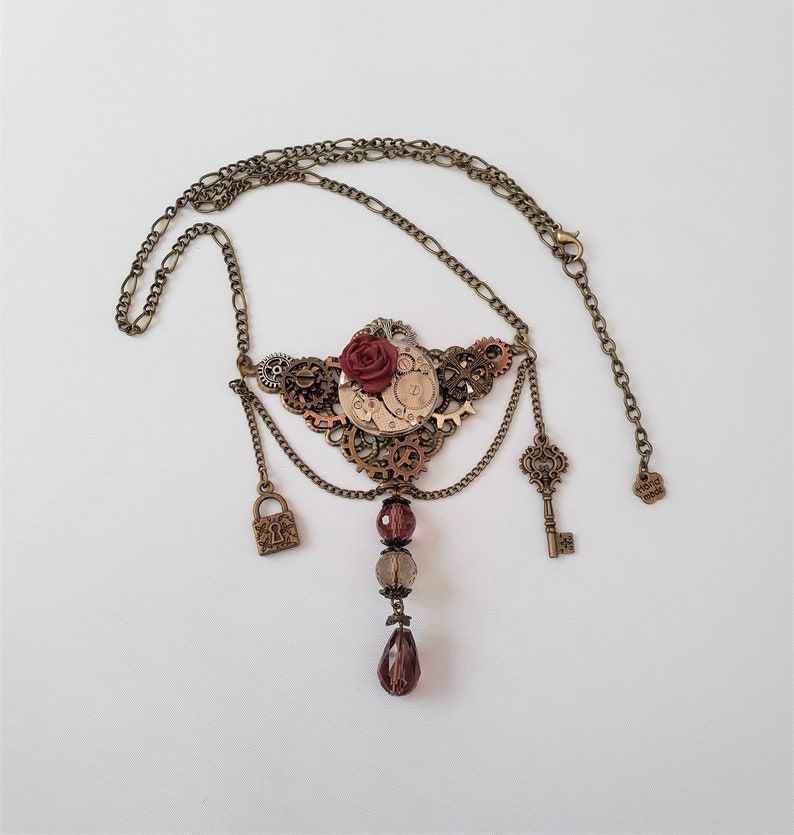 Eliza Rose Lock and Key Steampunk Necklace - Etsy