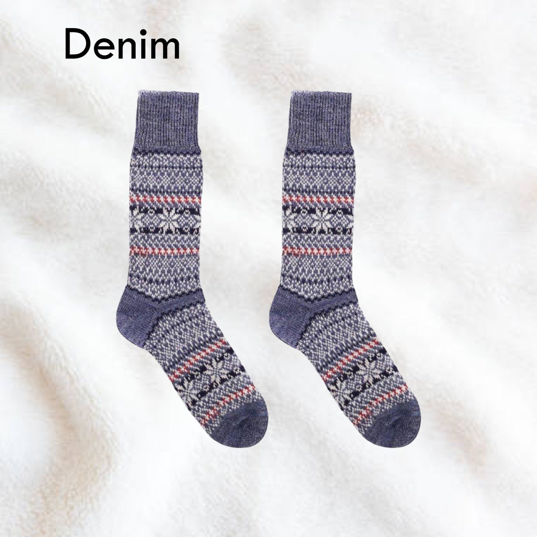 Nordic Merino Wool Socks: Scandinavian Winter Pattern - Etsy