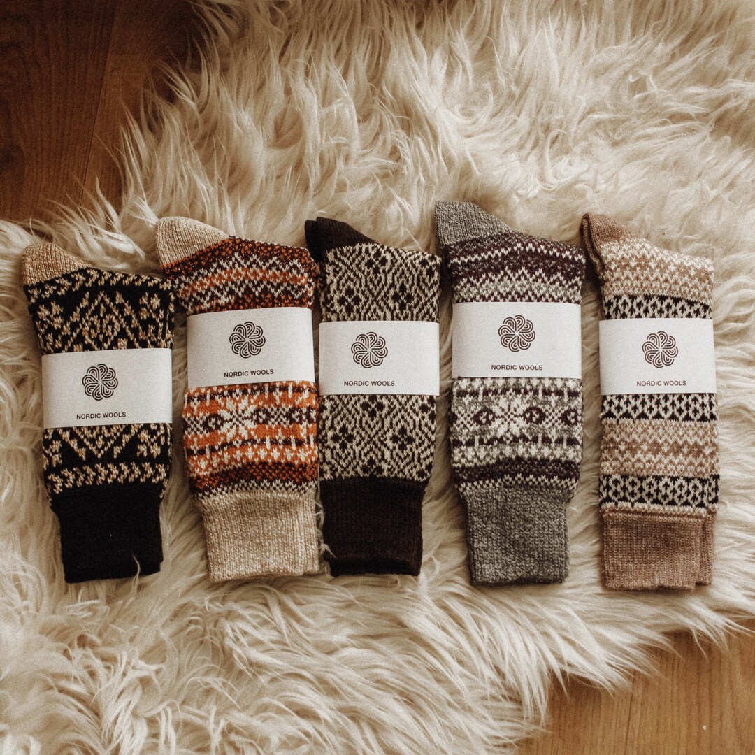 Nordic Wool Socks: Warm Winter Merino Blend - 5 Pack Set - Etsy