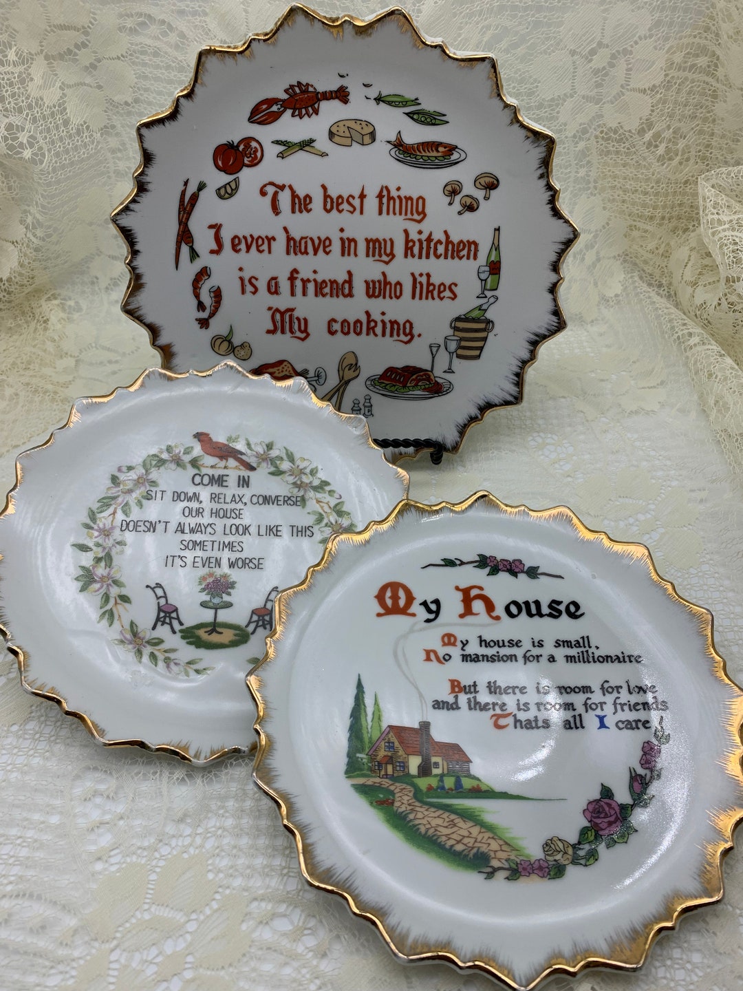 Vintage Kitchen Inspirational Plates - Etsy