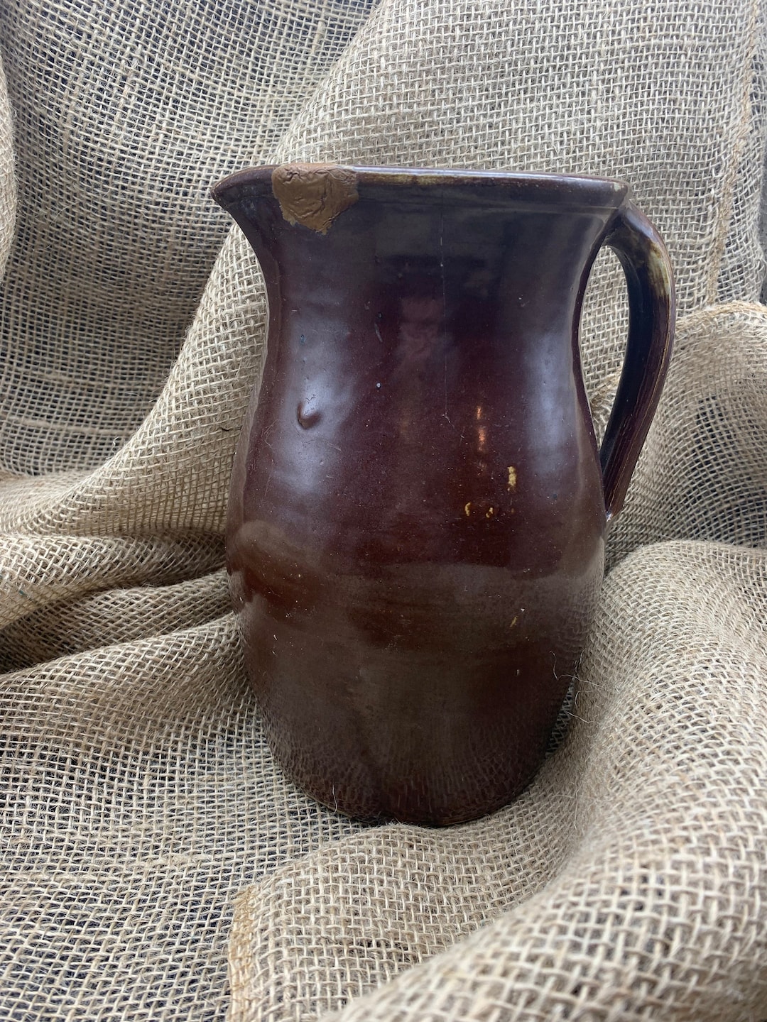 OLD Rustic Pottery Pitcher - Etsy