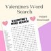 Valentine's Day Word Search - Etsy