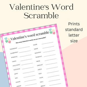 Valentine's Word Scramble Printable - Etsy