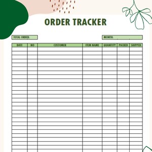 Business Purpose - Order Tracker Printable | Order Tracker Form ...