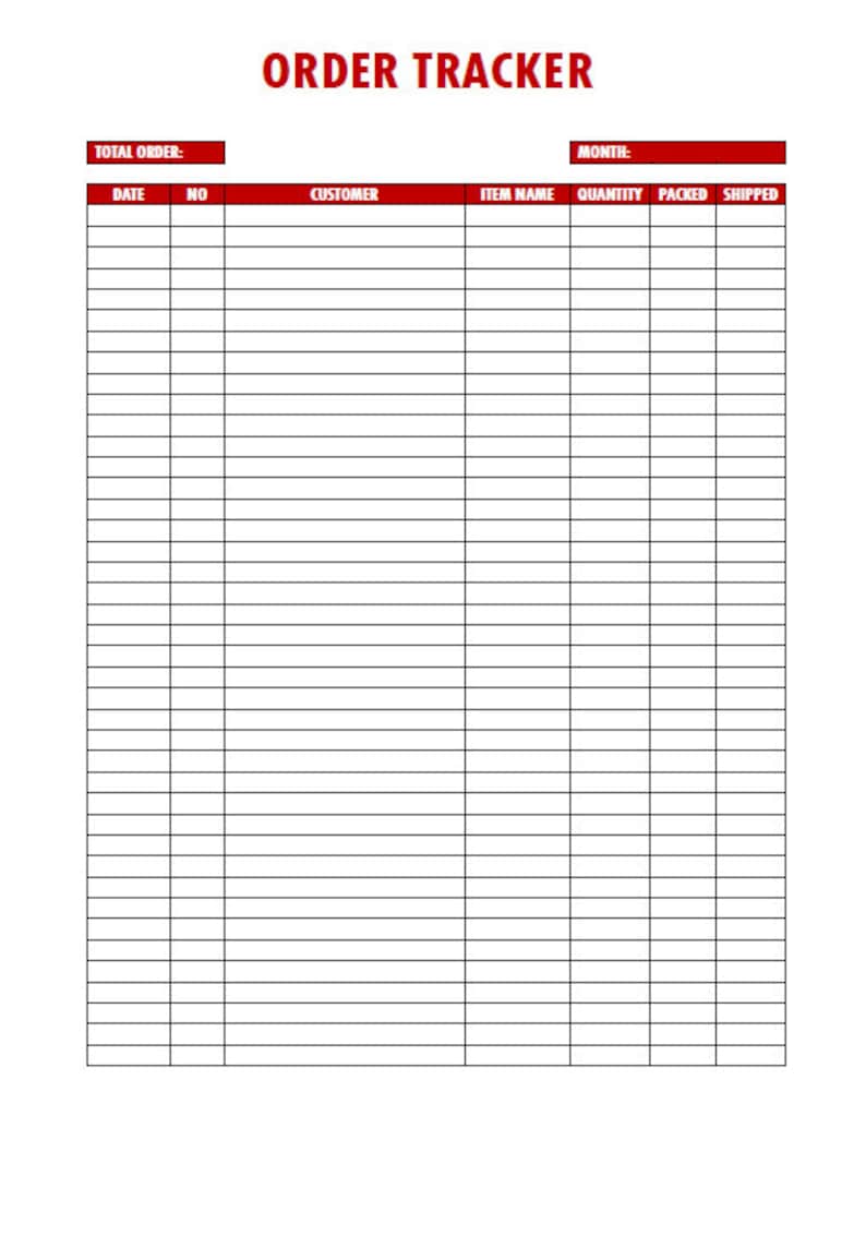 Business Purpose - Order Tracker Printable | Order Tracker Form ...