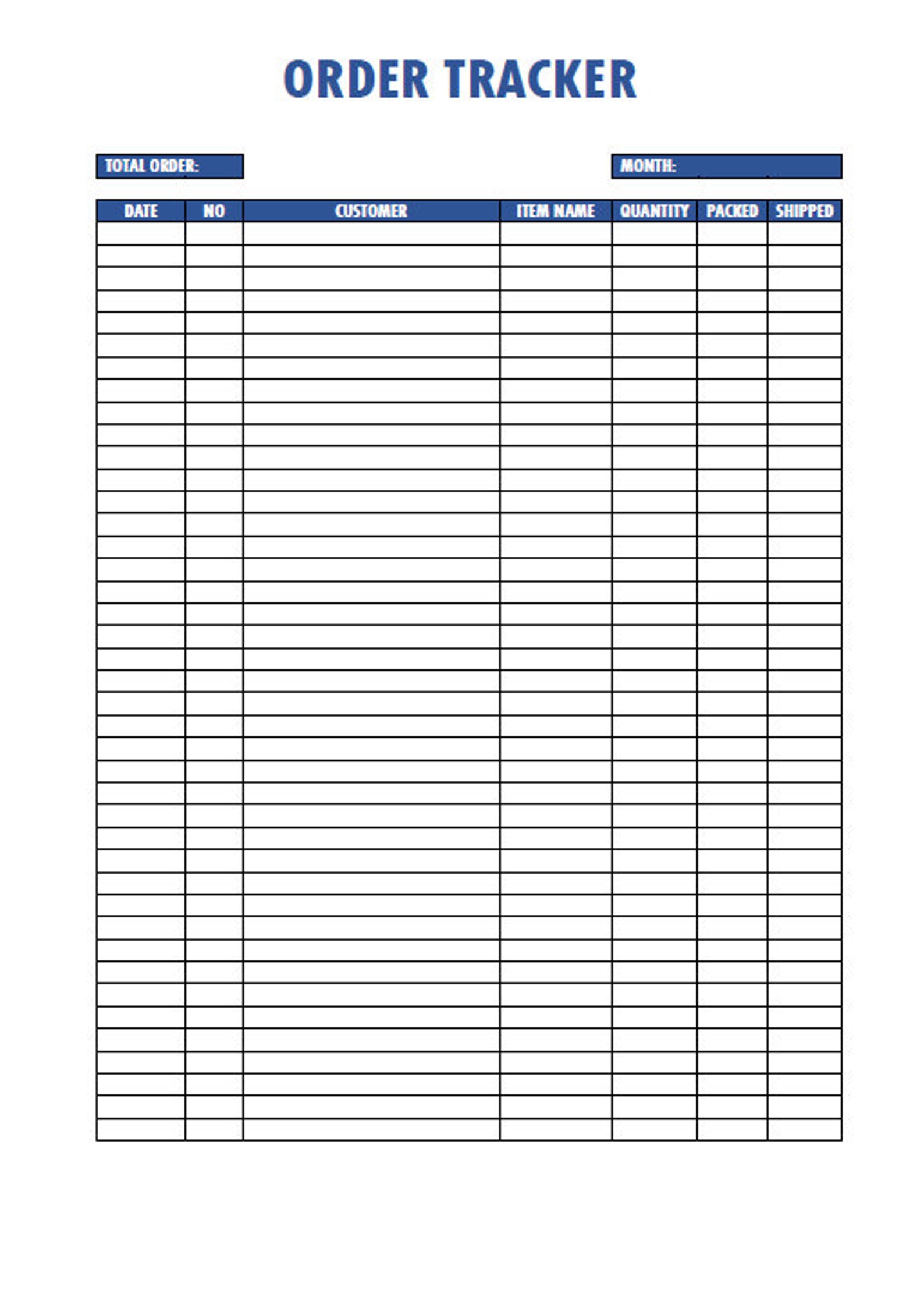 Business Purpose - Order Tracker Printable | Order Tracker Form ...