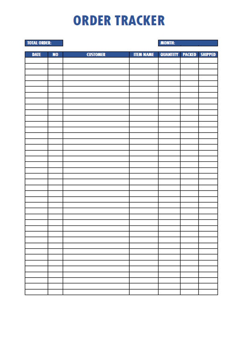 Business Purpose - Order Tracker Printable | Order Tracker Form ...