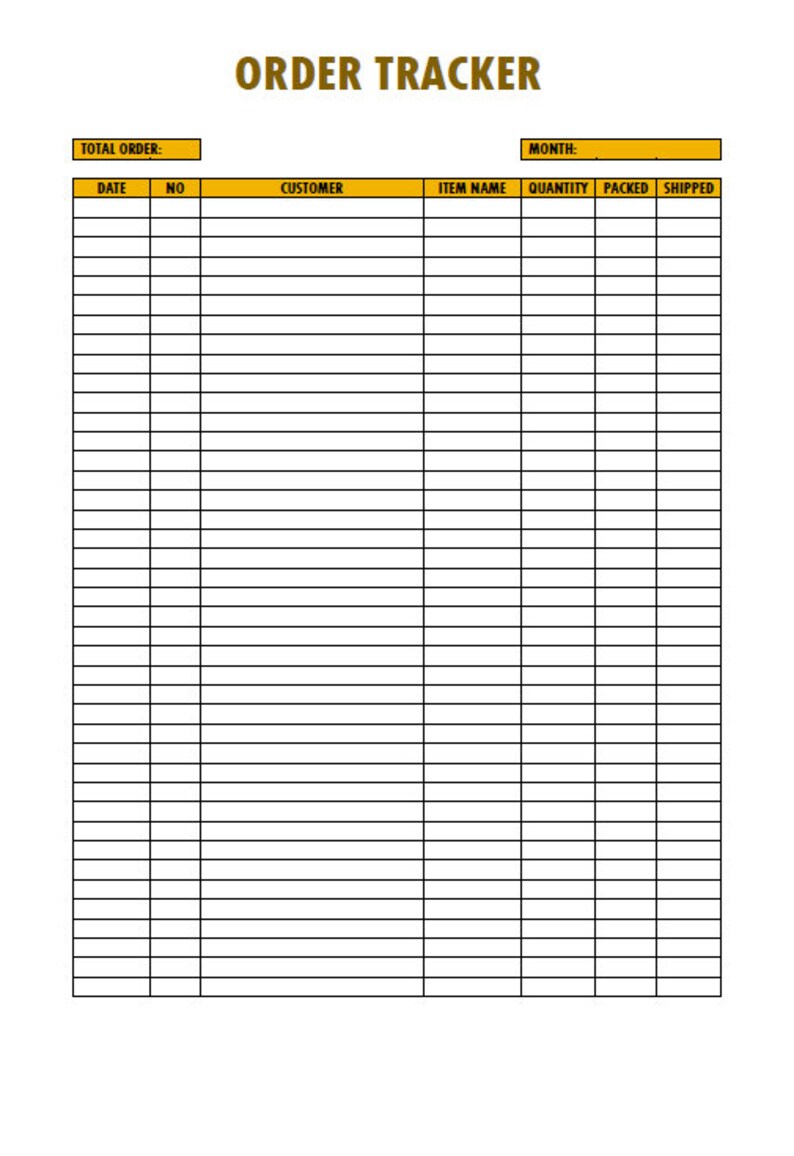 Business Purpose - Order Tracker Printable | Order Tracker Form ...