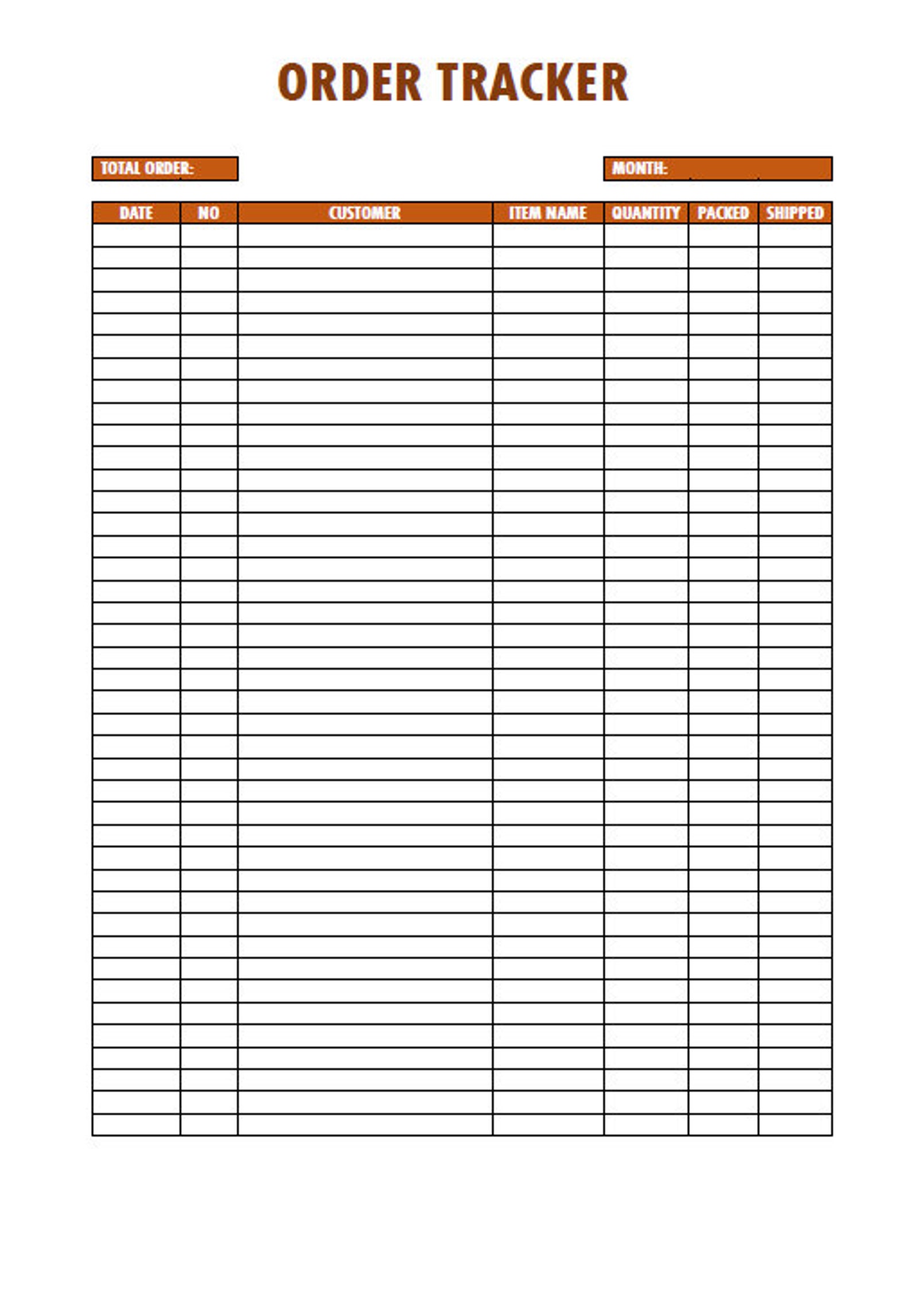 Business Purpose - Order Tracker Printable | Order Tracker Form ...