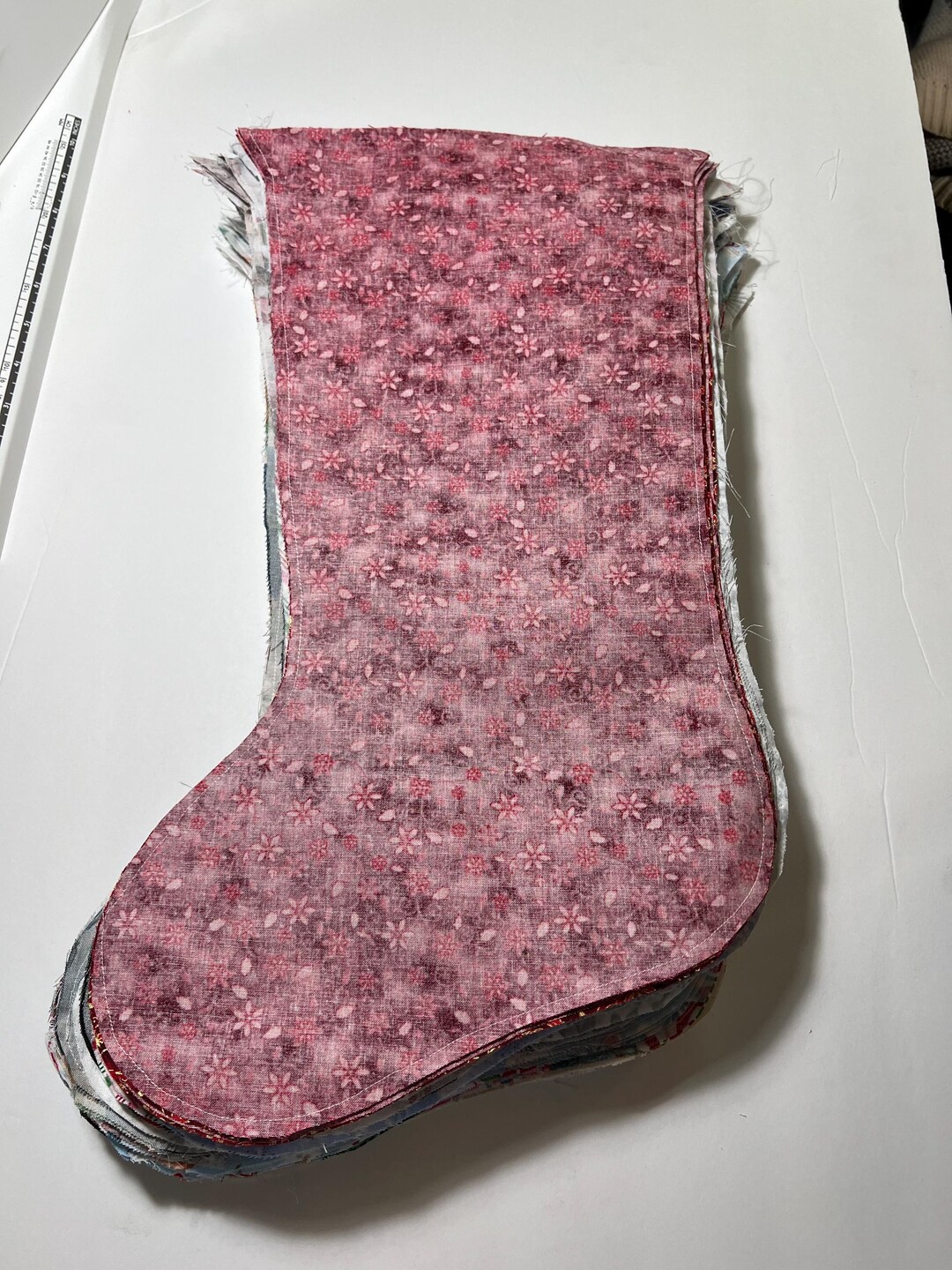 Handmade Bucilla Christmas Stocking Liner With Gold Poinsettia on Red ...