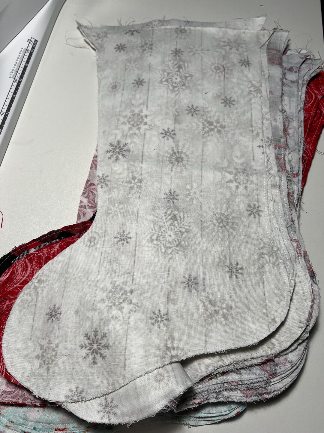 Bucilla Christmas Stocking Fabric Liner With Tan Snowflakes - Custom or ...
