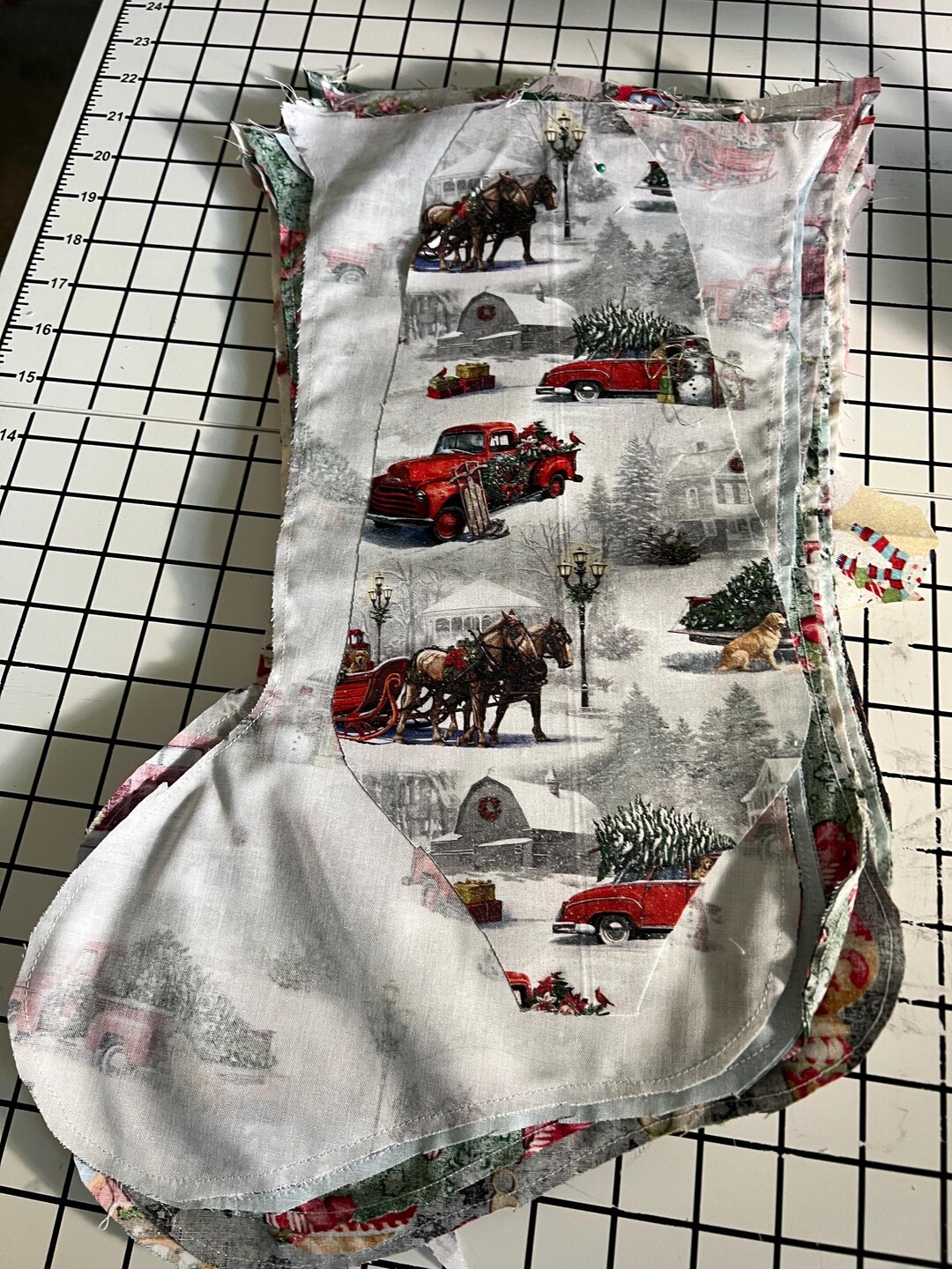 Bucilla Christmas Stocking Fabric Liner – Horse and Sleigh - Etsy
