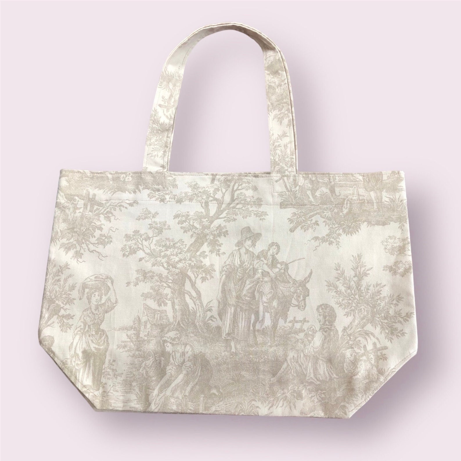 Toile English Country Bag, Toile De Jouy Tote, Fabric Tote Bag, Canvas ...