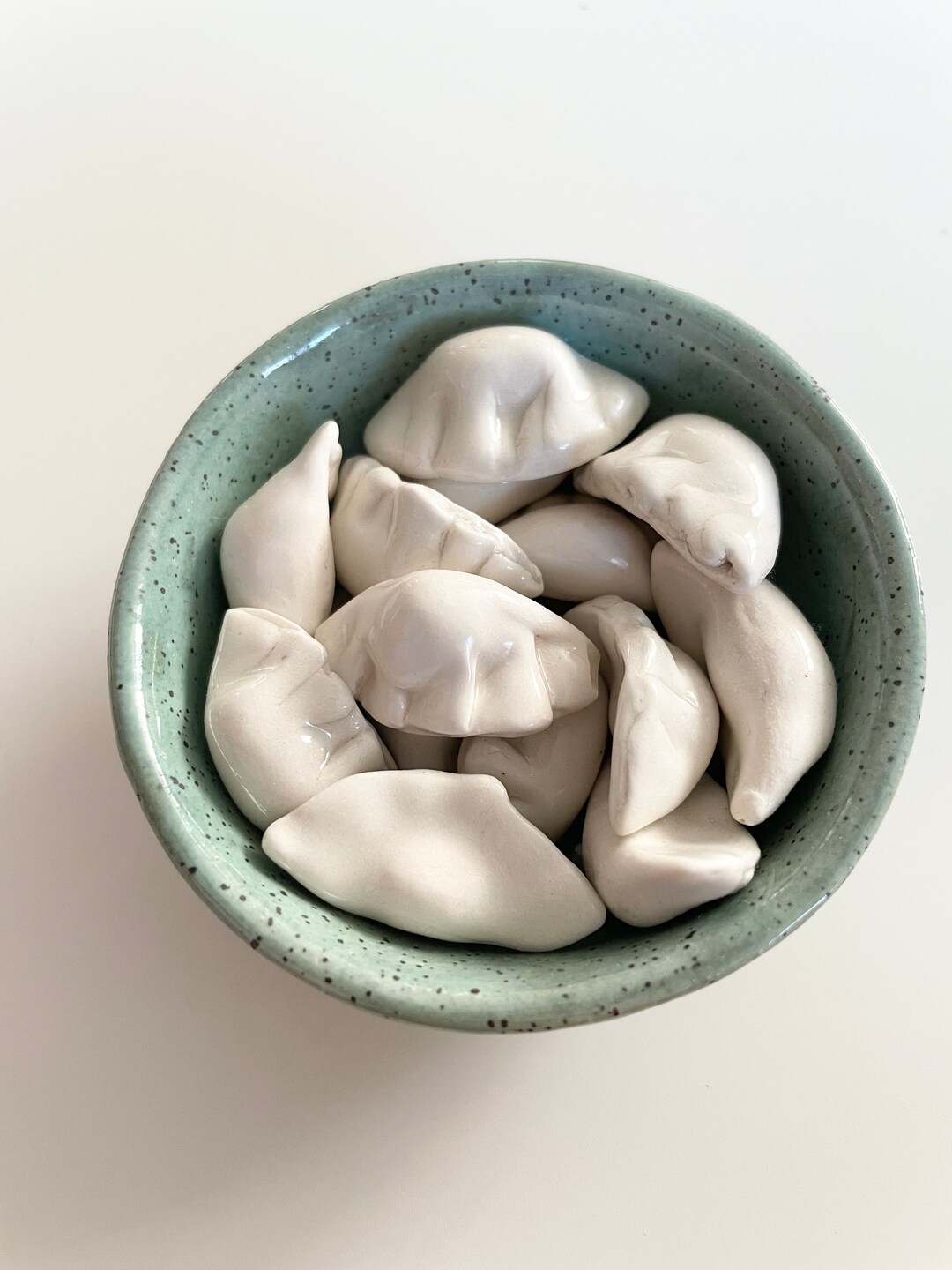 Tiny Porcelain Gyoza | Clay Dumpling Lucky Charm - Etsy