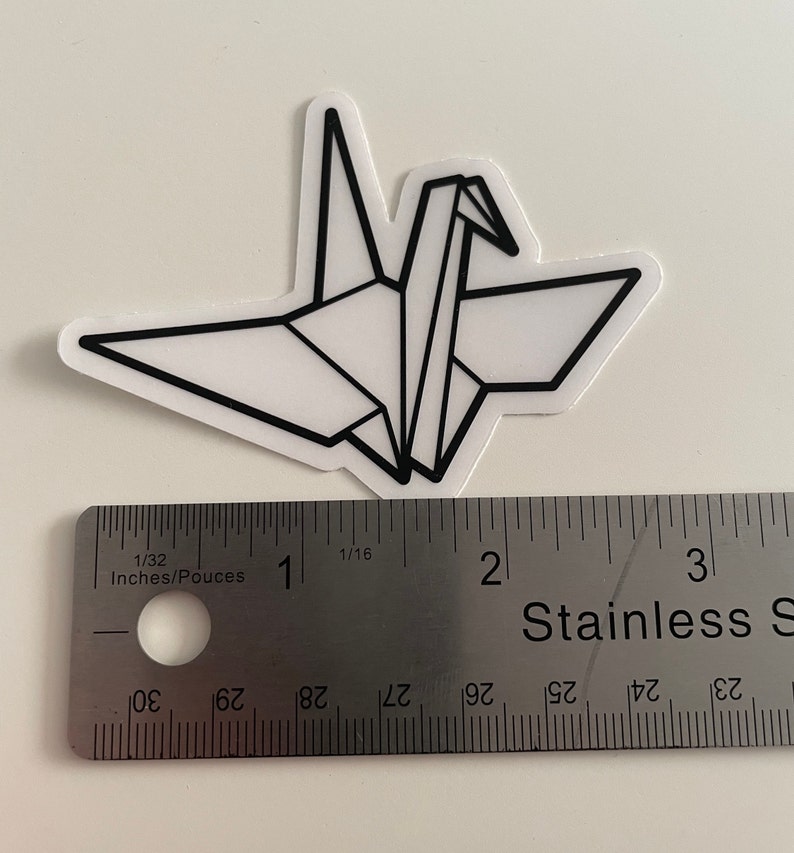 Origami Paper Crane, Tsuru, Clear Transparent Vinyl Sticker - Etsy