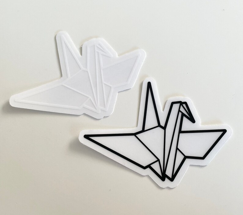 Origami Paper Crane, Tsuru, Clear Transparent Vinyl Sticker - Etsy