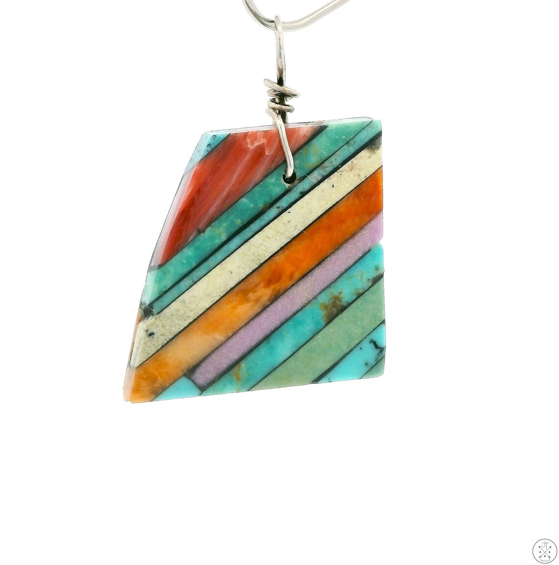 Vintage Kewa Inlay Pendant Signed Joe Reano Sterling Turquoise Oyster ...