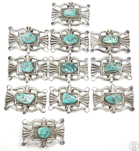 Vintage Sand Cast Sterling Silver Belt Buckle 11 pcs … - Gem