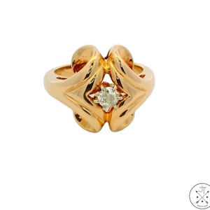 Vintage 14k Yellow Gold Freeform Ring With Mine Cut Diamond Size 5.5 - Etsy