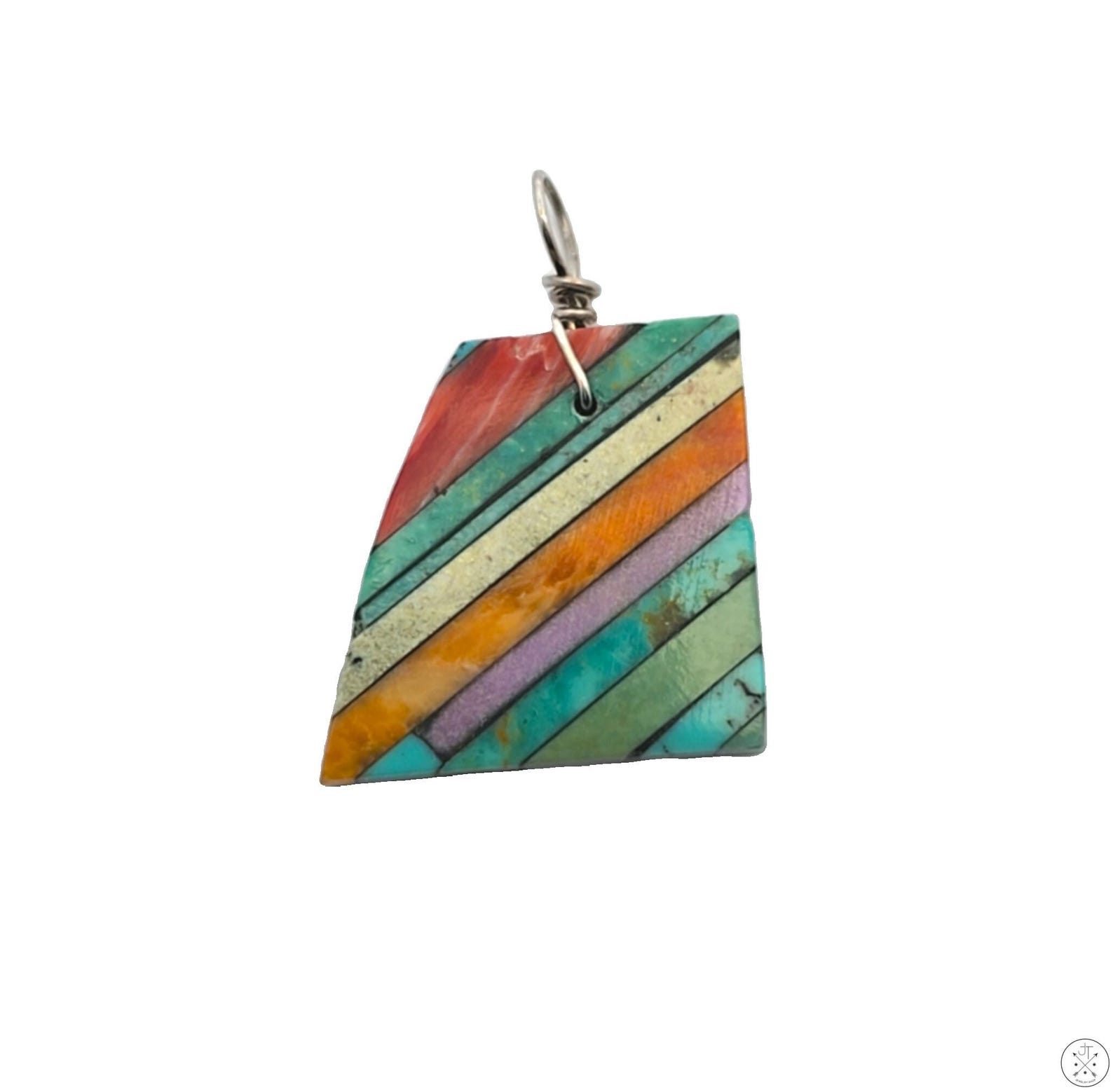 Vintage Kewa Inlay Pendant Signed Joe Reano Sterling Turquoise Oyster ...