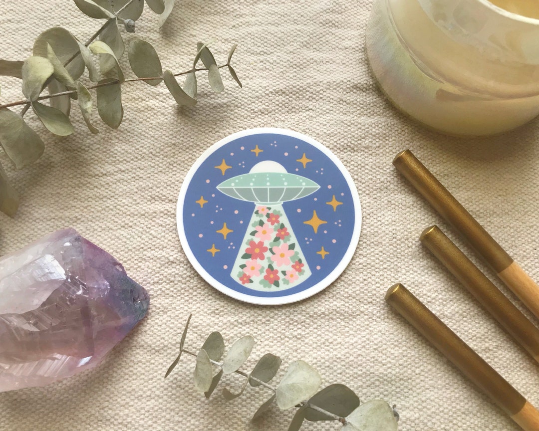 Floral UFO Sticker / Gift for Sci-fi Outer Space Lover / Flower Star ...