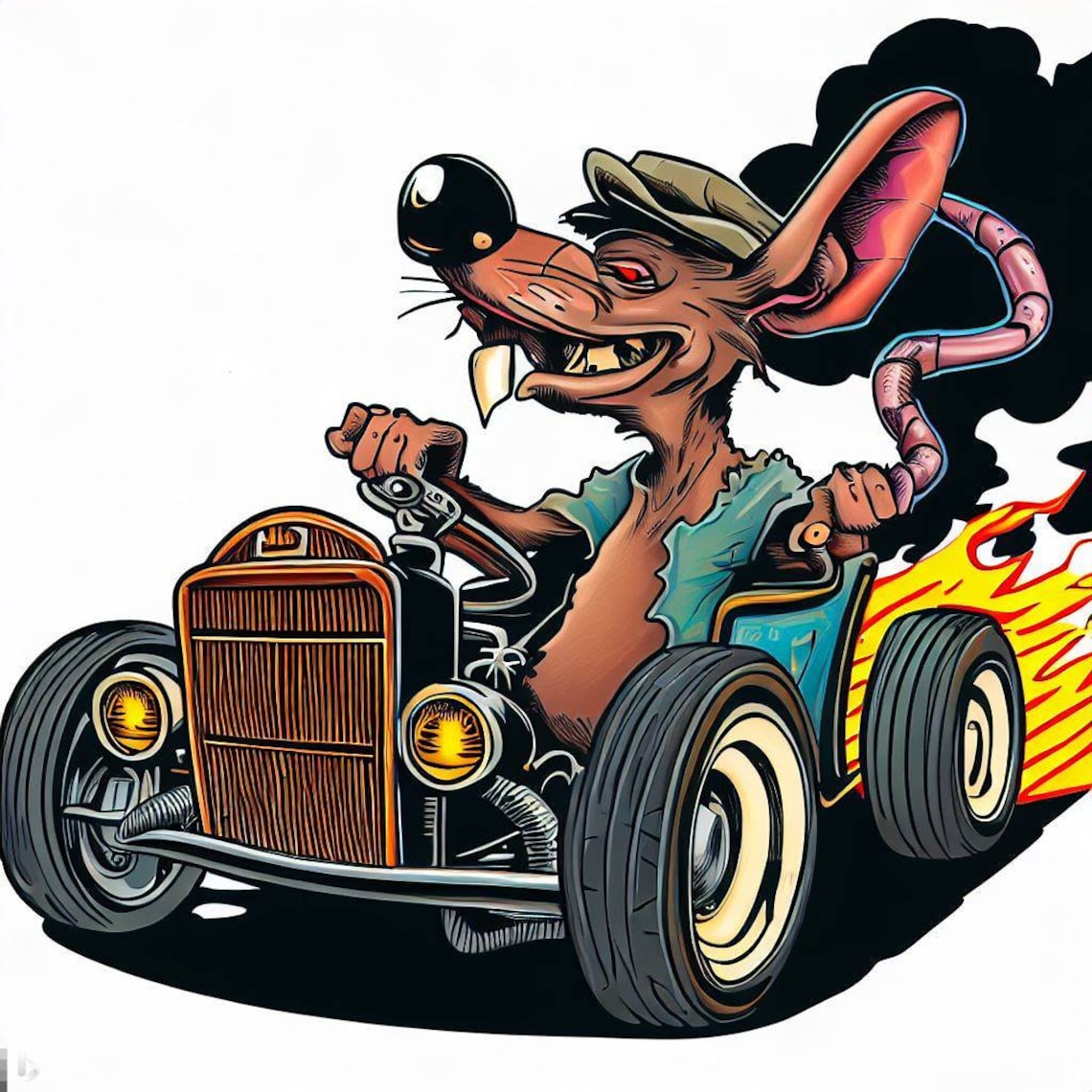 Vintage Rat Fink Vibe Hot Rod Art - Etsy