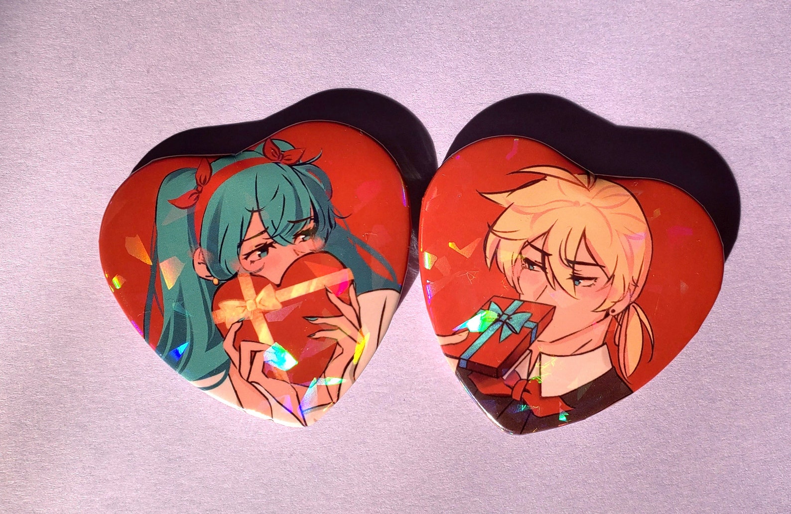 Miku & Len - Heart Shaped Button Pin - Etsy