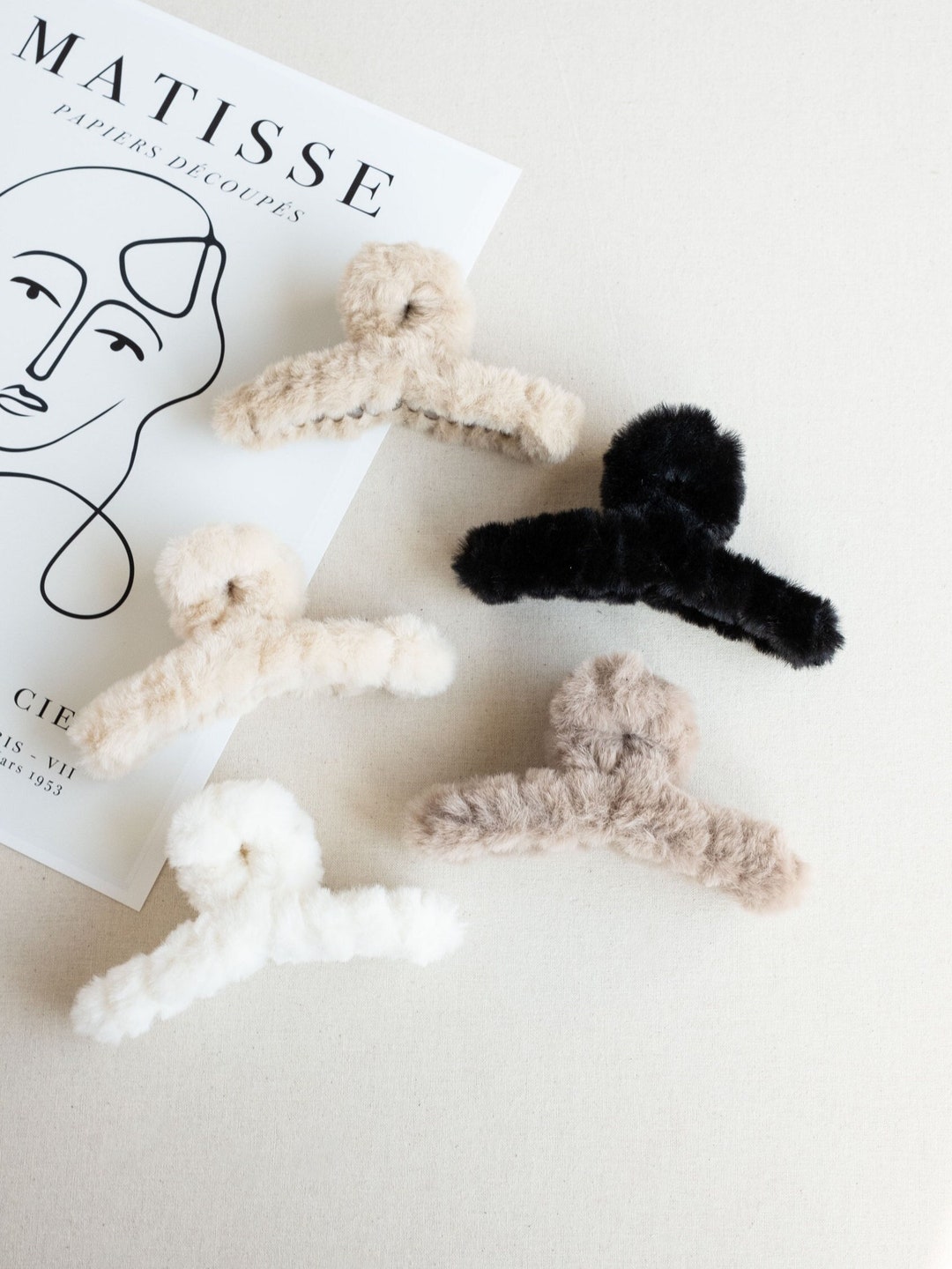 Fuzzy Hair Clip, Fluffy Faux Fur Hair Clips,large Hair Claw,accessories ...