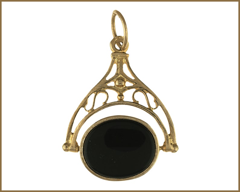 9ct Gold Swivel Charm Fob/ Small Pendant Carnelian/onyx 2.9grs - Etsy
