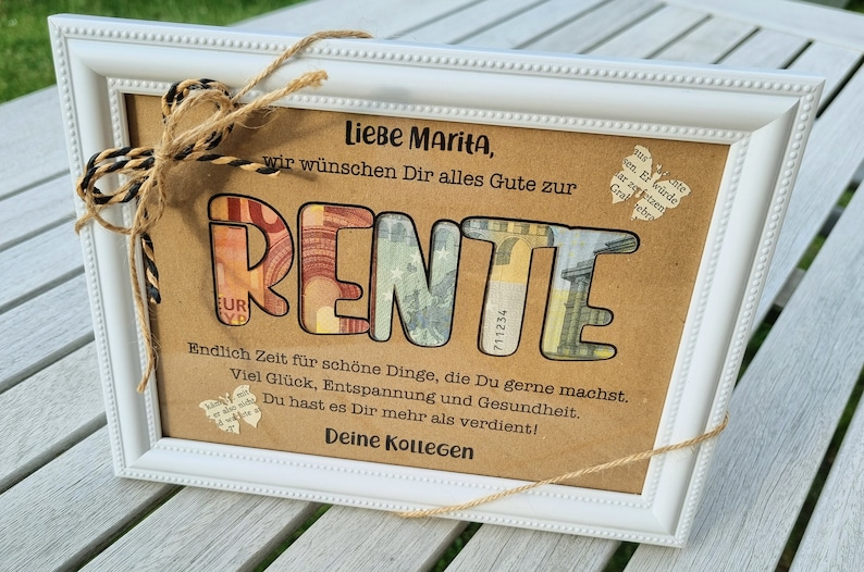 Geldgeschenk Rente / Geschenkidee Zum Ruhestand / Bilderrahmen - Etsy