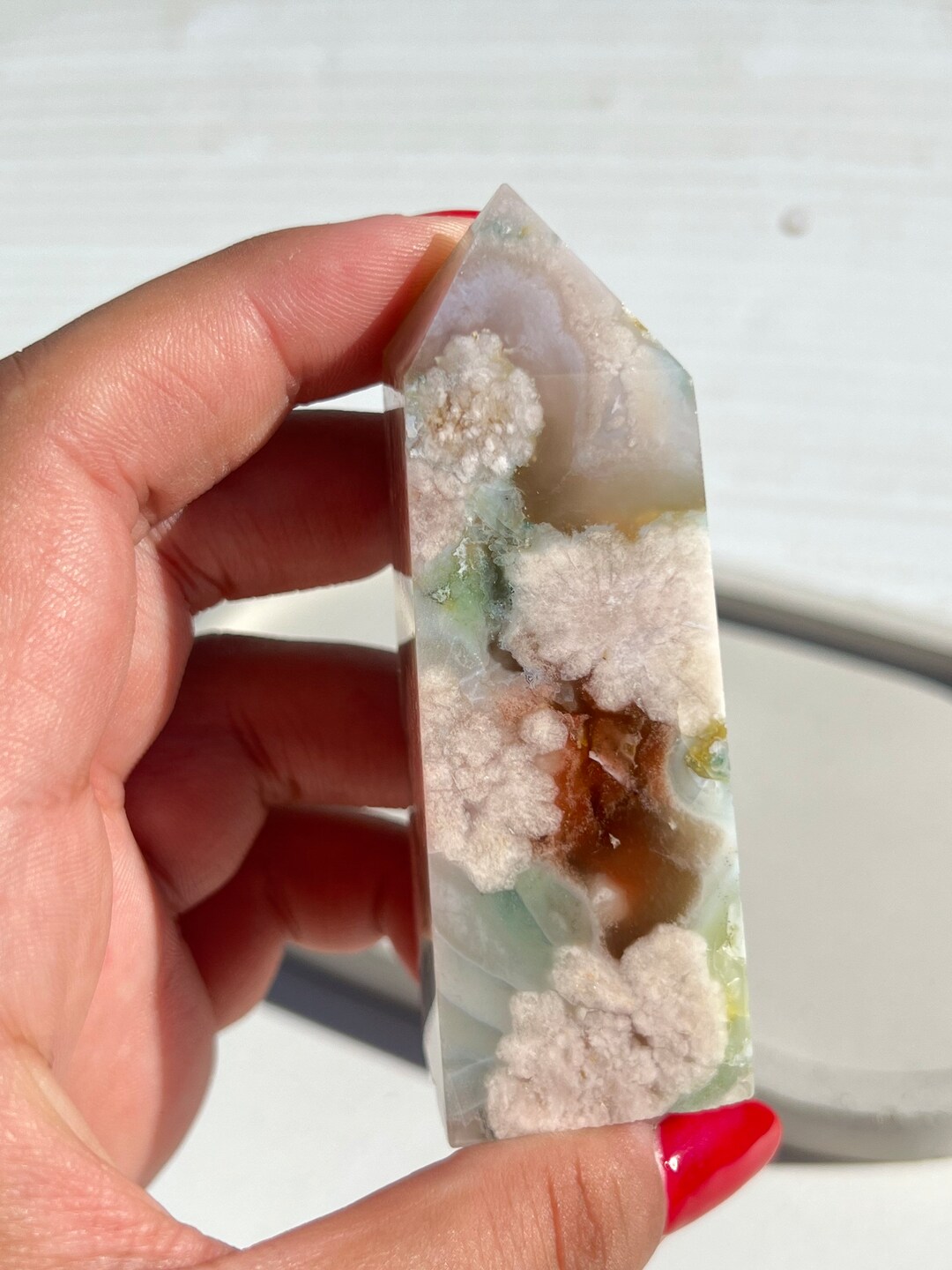 High Quality Green Flower Agate Tower Point - Etsy