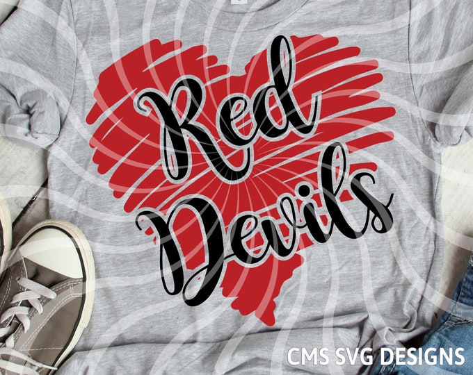 Devil Svg, Red Devils Svg, Devil Scrible Heart Svg, School Pride Mascot ...