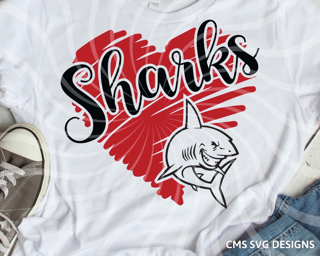 Sharks Svg, Shark Svg, Shark Scribble Heart, School Pride Mascot Cut ...