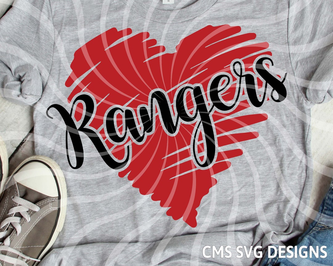 Rangers Svg, Ranger Svg, Rangers Scribble Heart, Mascot Cut File ...