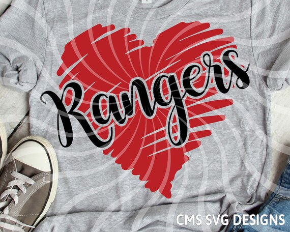 Rangers Svg Ranger Svg Rangers Scribble Heart Mascot Cut - Etsy
