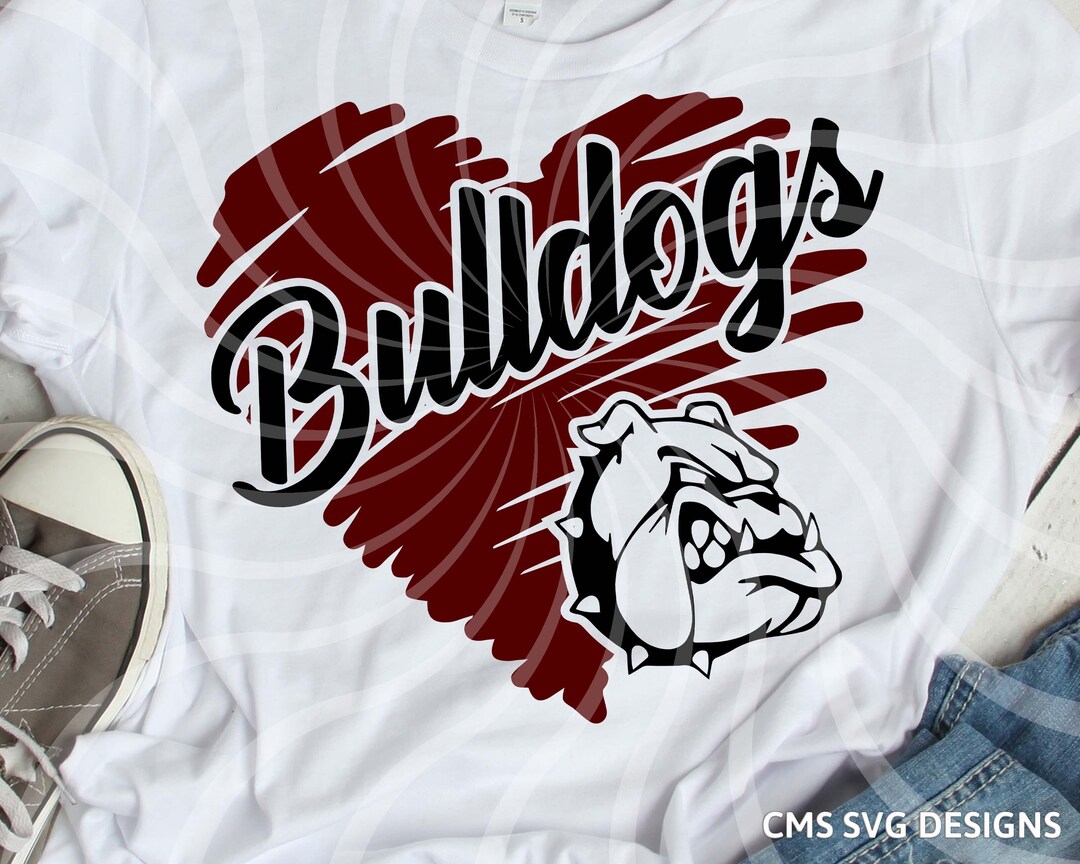 Bulldog SVG, Bulldogs Clipart, Maroon Heart Scribble Svg, School Pride ...