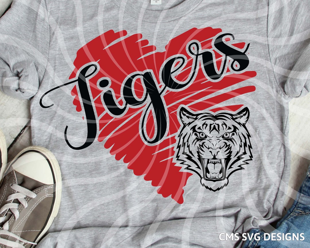 Tiger Svg, Tigers Svg, Tiger Scribble Heart, School Pride Mascot Cut ...