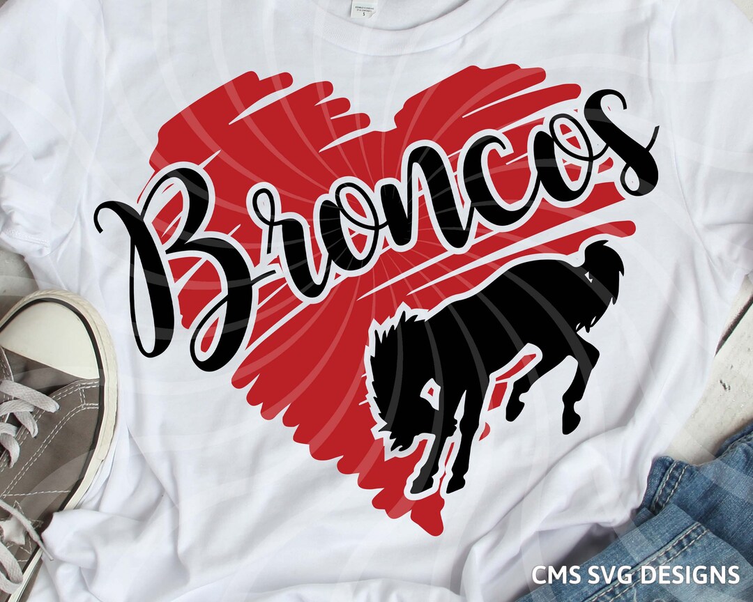 Bronco Svg, Broncos Svg, Bronco Scribble Heart, School Pride Mascot Cut ...
