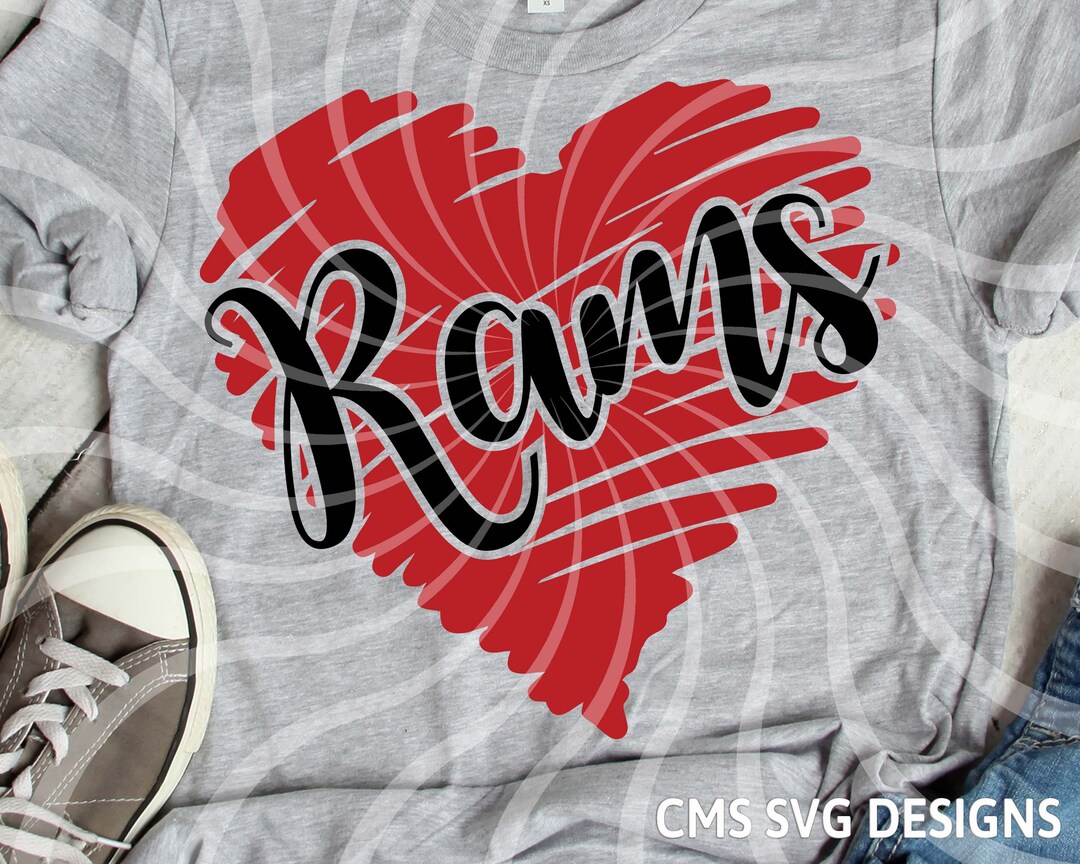 Ram Svg, Rams Svg, Ram Scribble Heart, School Pride Mascot Cut File ...