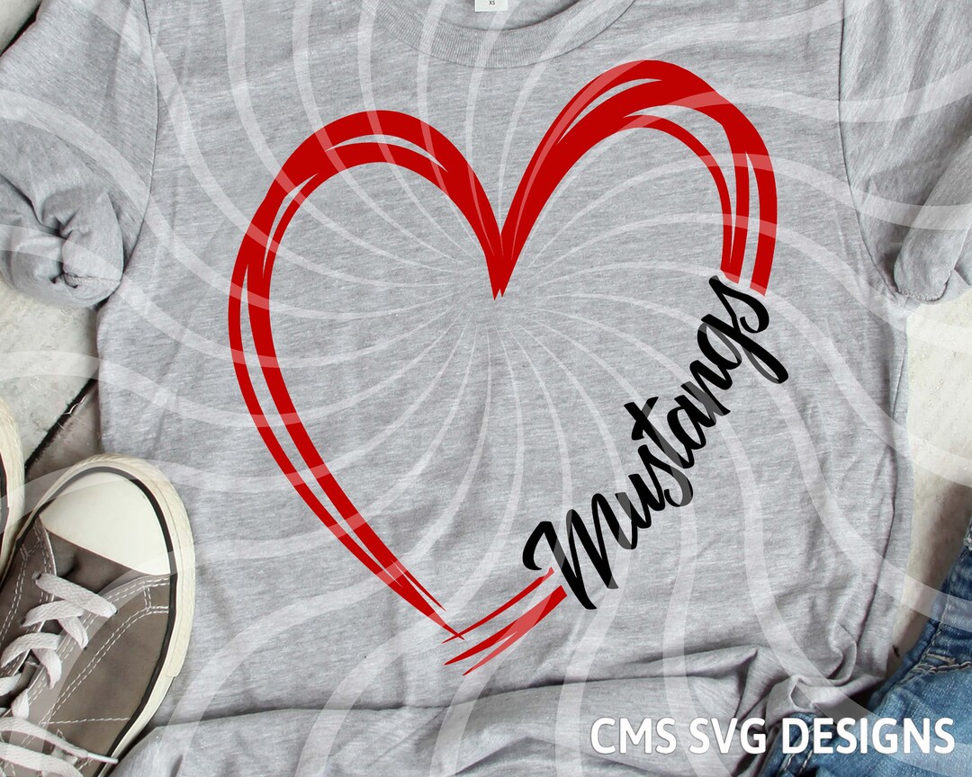 Mustang Svg Mustangs Svg Mustang Hand Drawn Heart School - Etsy