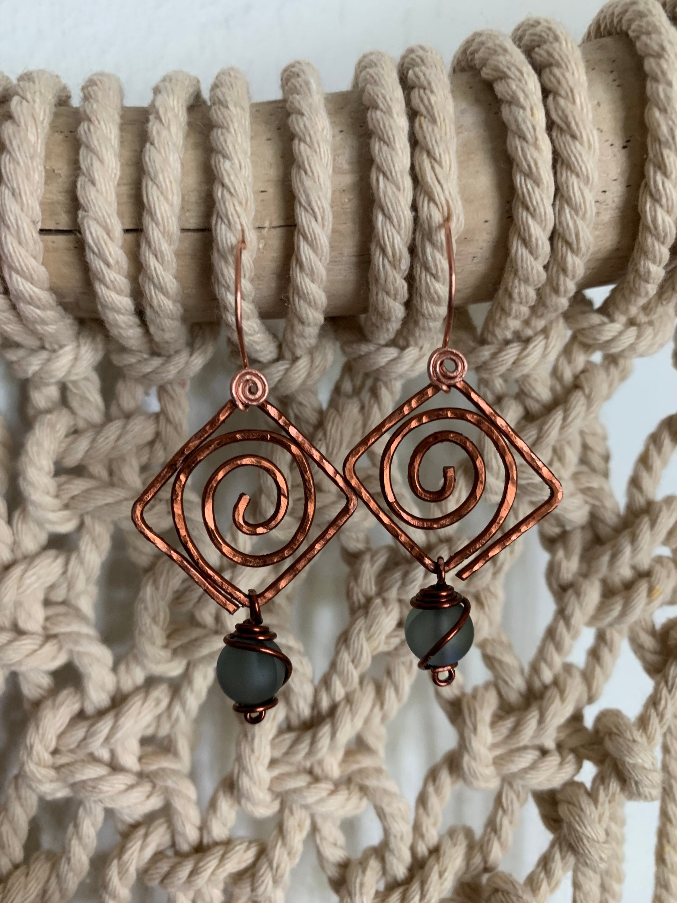 Gorgeous Hammered Copper Square Spiral Earrings - Etsy