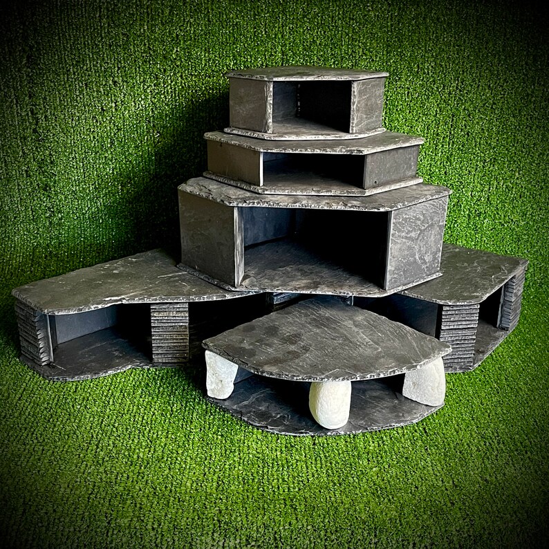 FLINTSTONE 2 Tier Ramp Handmade Natural Slate Cave - Etsy UK
