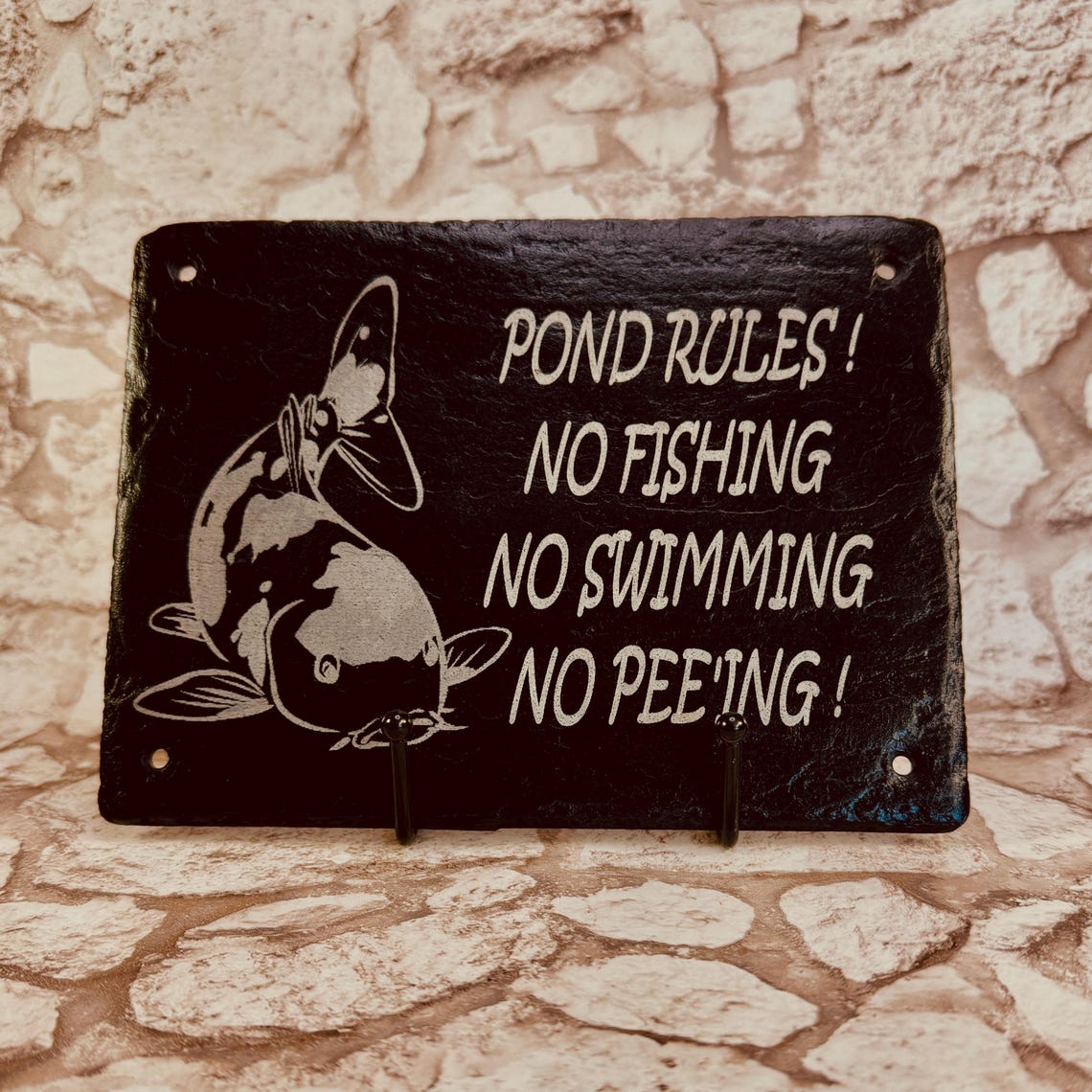 Fish POND Rules Laser Engraved Wall Fence Slate Signs Free P&p - Etsy UK