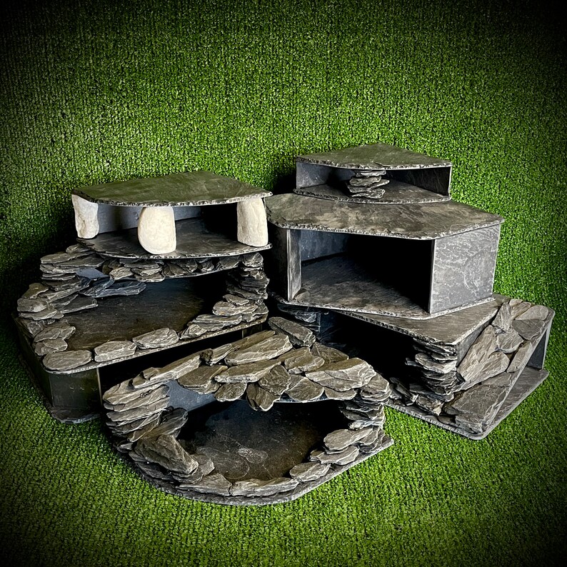 FLINTSTONE 2 Tier Ramp Handmade Natural Slate Cave - Etsy UK