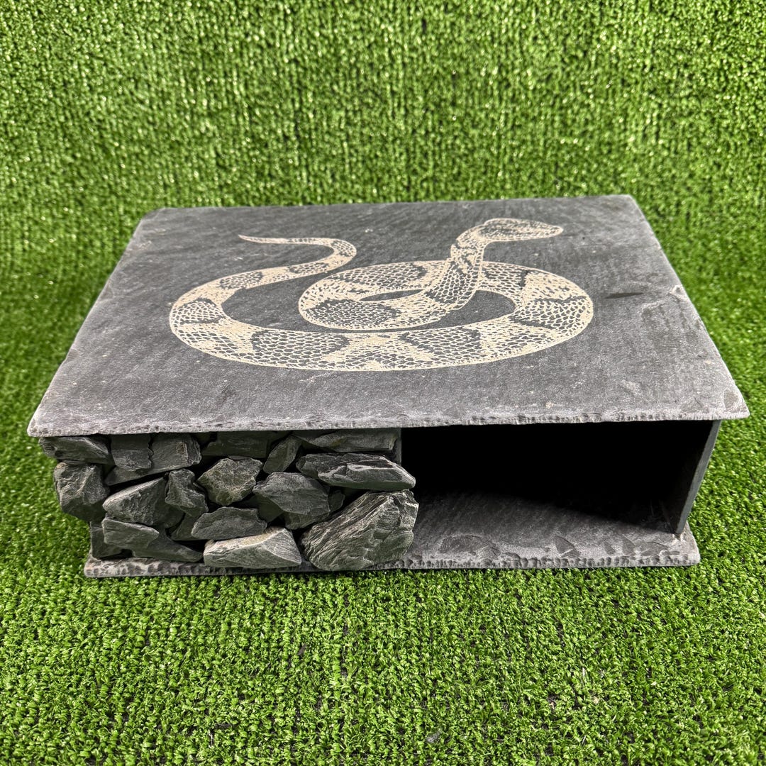 X-LARGE Slate Snake Laser Engraved Cave, Approx 30x20x10cm, Great for ...