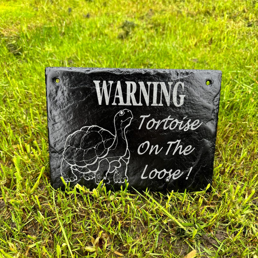 TORTOISE Warning Slate Signs Large Laser Engraved Wall House Fence Free ...