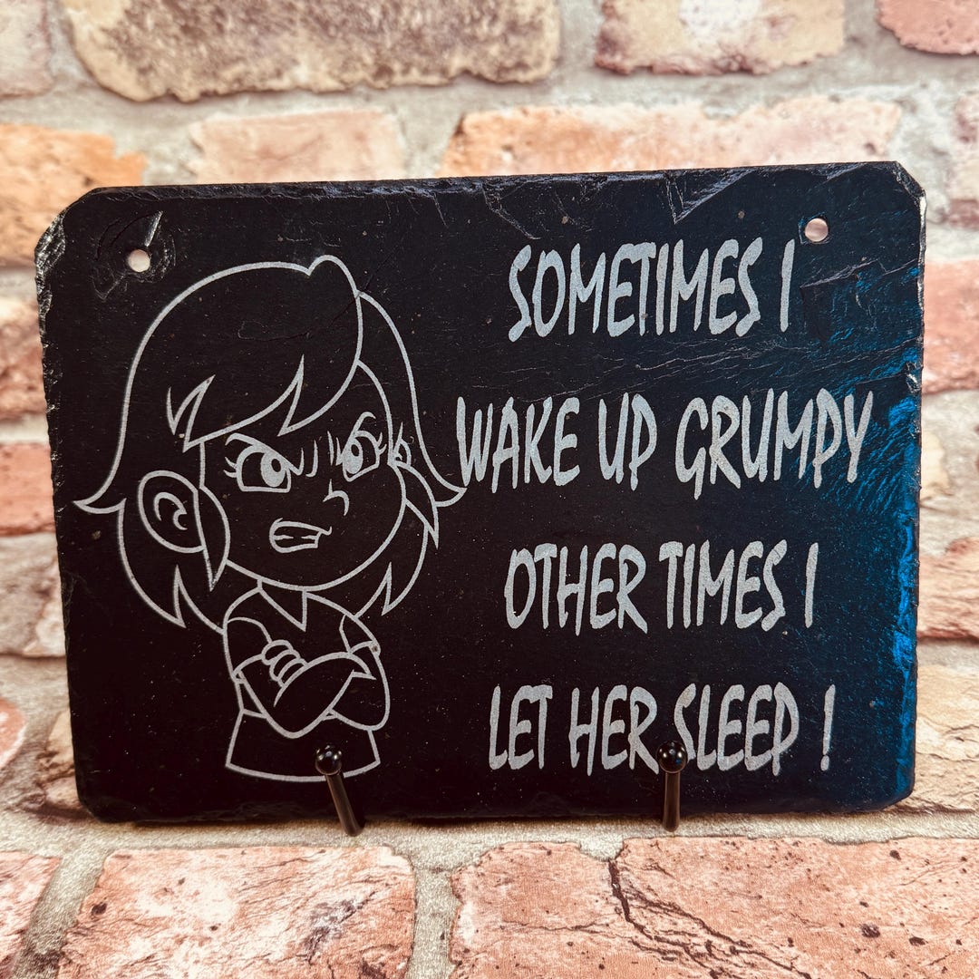 Grumpy Funny "her Grumpy Sleeping" Laser Warning Engraved Wall /house ...