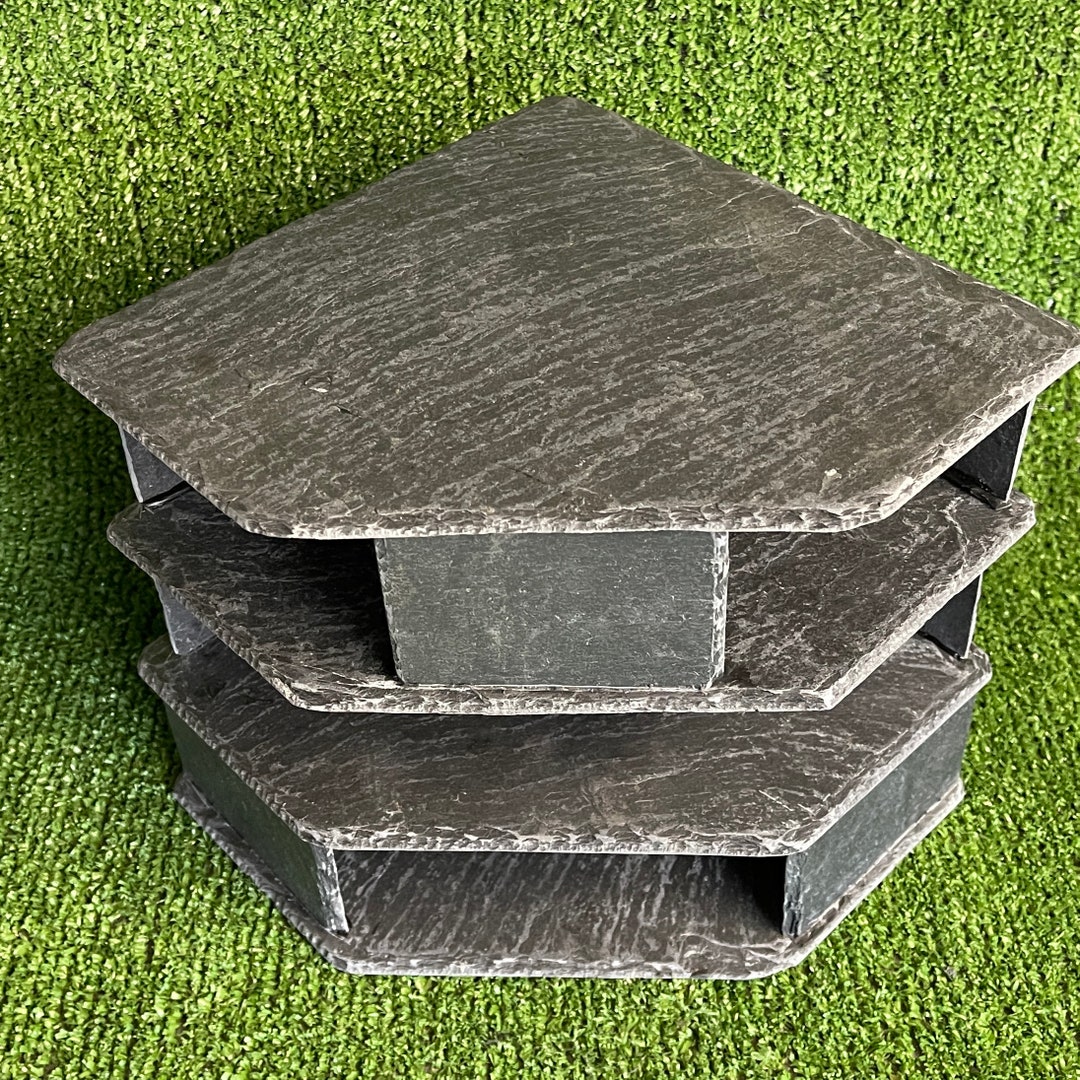 Natural Slate 3 Tier Cave, Axolotl, Catfish, Reptiles, Geckos ...