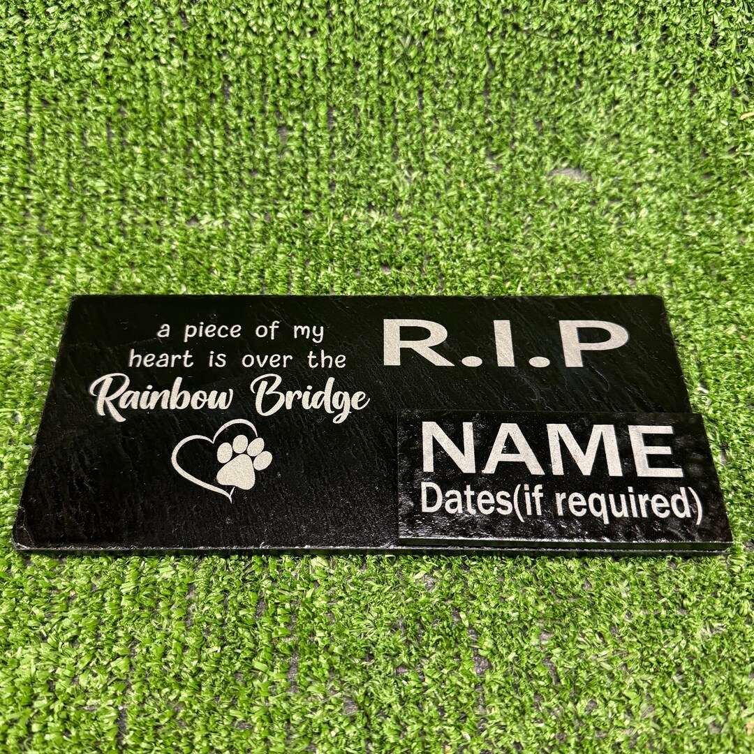 Rainbow Bridge Pet Paw RIP Memorial Grave Marker Plaque, Acrylic Coated ...